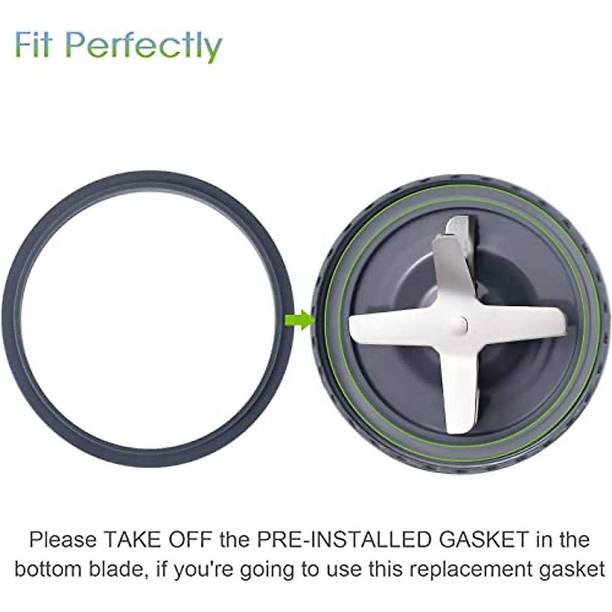 New Blender Cup and Blade Replacement Parts 32oz Cup and Extractor Blade and 2 Rubber Gaskets 4-Piece Compatible with NutriBullet High-Speed Blender/Mixer System 600W/900W Series