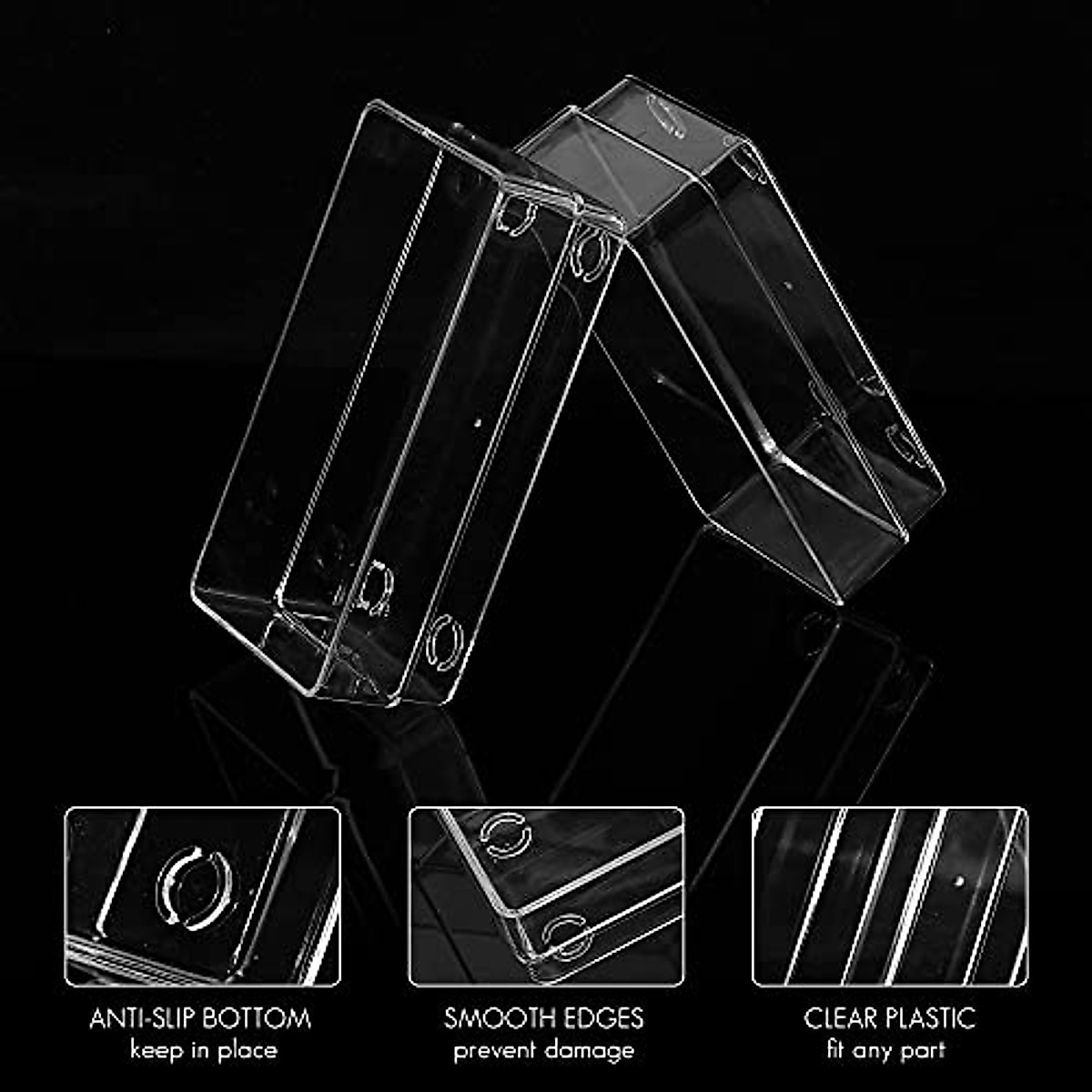 LotFancy Clear Plastic Drawer Organizer, 6'' x 3'' x 2'', Set of 3 Drawer Storage Containers Bins for Dresser Cosmetics Makeup, Stackable