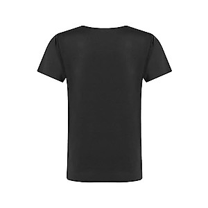 Mufeng Kids Boys Girls Seamless Breathable Short Sleeve T-Shirt Sun Protection Shirt for Sports Workout Exercise Black 9-10 Years