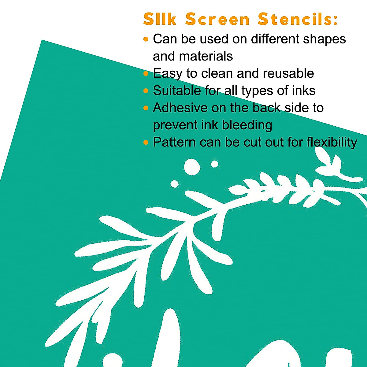 BOOLOOEN Silk Screen Stencil, Reusable Self-Adhesive Stencil for on Wood, Chalkboard, Home Decor, 8.5'' x 8.5''.