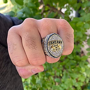 2022 Massive Fantasy Football Championship Trophy Ring | Gold Silver Tone Plated Award for Fantasy Football League Winner (11)