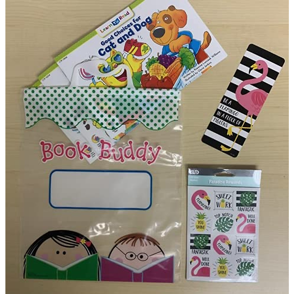 Creative Teaching Press Stick Kids Book Buddy Bags, CTP Classroom Supplies, Multi-Color, Pack of 6, 10 1/2” x 12 1/2”