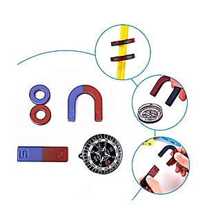 AOMAG Physics Science Magnets Set for Education Science School Classroom Experiment Tools for Kids Including Bar/Ring/Horseshoe/Compass Magnets
