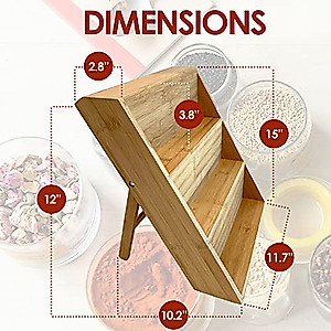 Pacific Moon Tree Bamboo Spice Rack and Organizer, 3-tier Seasoning Spice Jar Organizer, Excellent Tiered Wooden Spice Racks Free Standing for Cabinet Drawers and Countertop