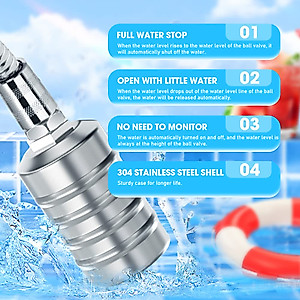 2Pcs 304 Stainless Steel Fully Automatic Water Level Control Float Valve, 1/2" Auto Shut Off Ball Mini Float Valve, Automatic Water Level Controller for Water Tank (#D 1/2 ''（Side water intake）)