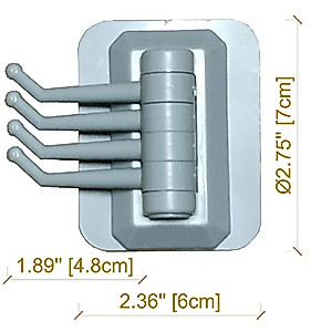 Fineget Wall Hooks for Hanging Towel Adhesive Bathroom Kitchen Hooks 4 Rotatable Arms Rectangle Sticky Hooks Grey 2 Pairs