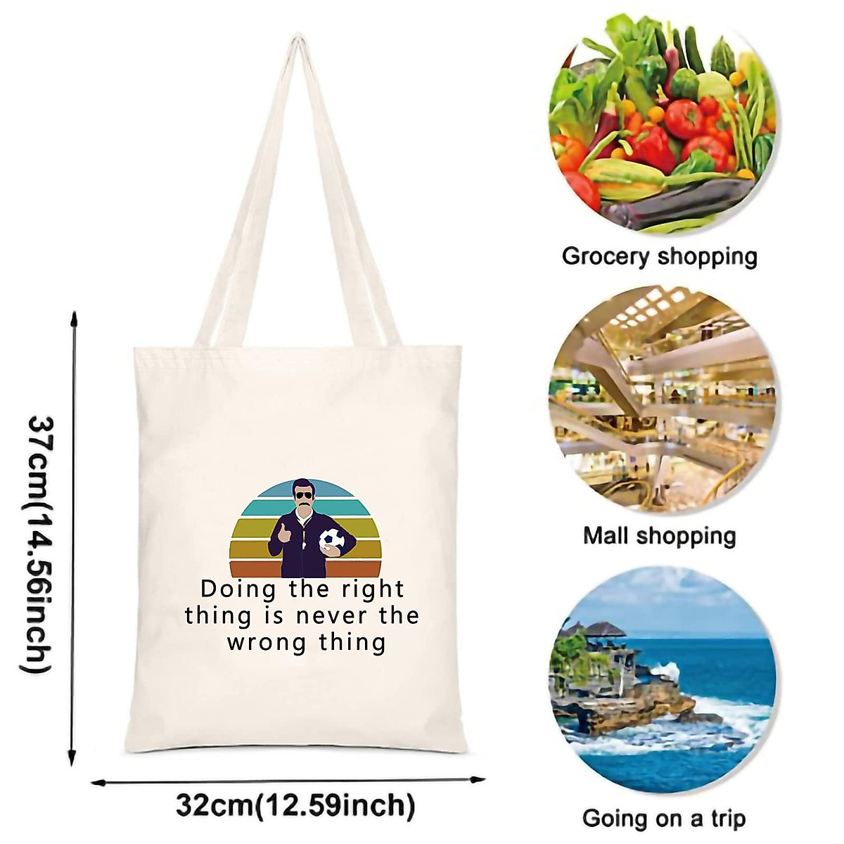 XYANFA Ted Coach Makeup Bag Lasso TV Show Lover Gift Soccer Fan Motivational quote Travel Bag (doing the right thing tote bag)