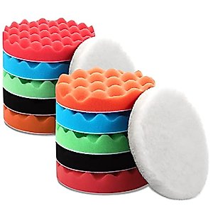 12 Pcs Buffing Polishing Pads 6 Inch Compound Buffing Sponge Pads Cutting Polishing Pad Kit for Car Buffer Polisher Compounding, Polishing and Waxing