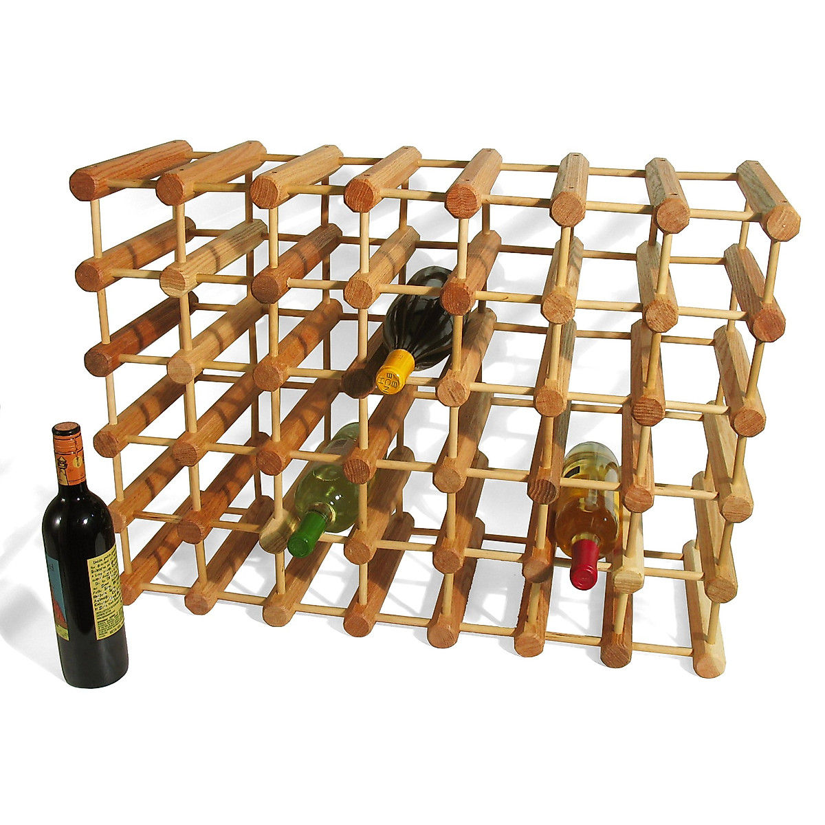J.K. Adams Ash Wood Modular Stackable Wine Rack Storage Holder with Natural pins, 40 Bottle