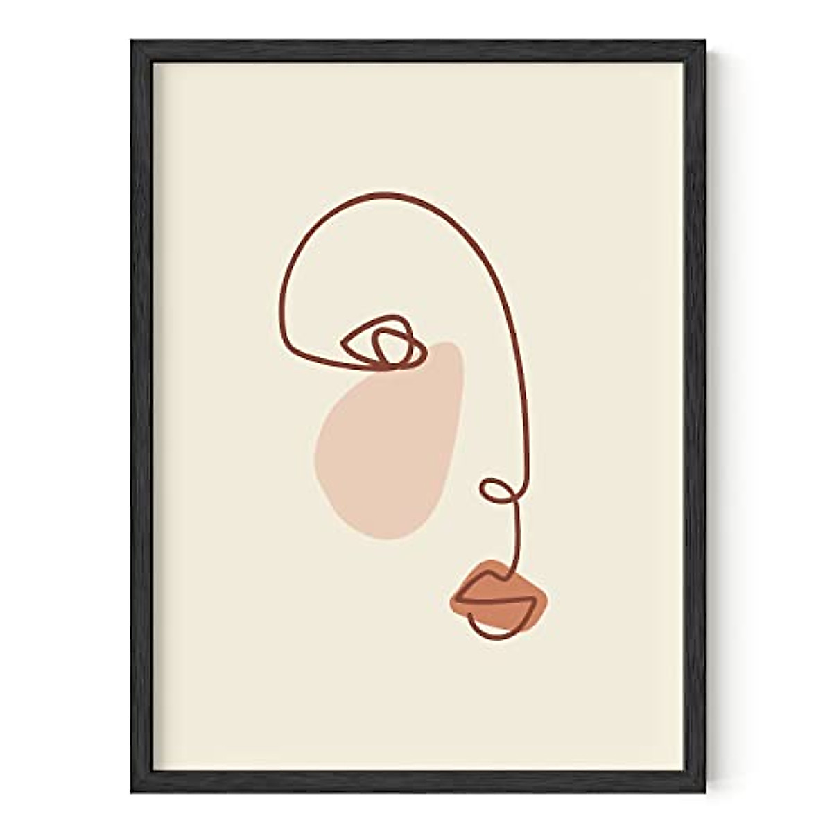 HAUS AND HUES Female Figure Wall Art Line Drawing - Single Line Drawing Wall Art | Woman Art Print Line Art Wall Decor Minimalist Wall Decor | 12" x 16" UNFRAMED (Silhouette Lipstick)