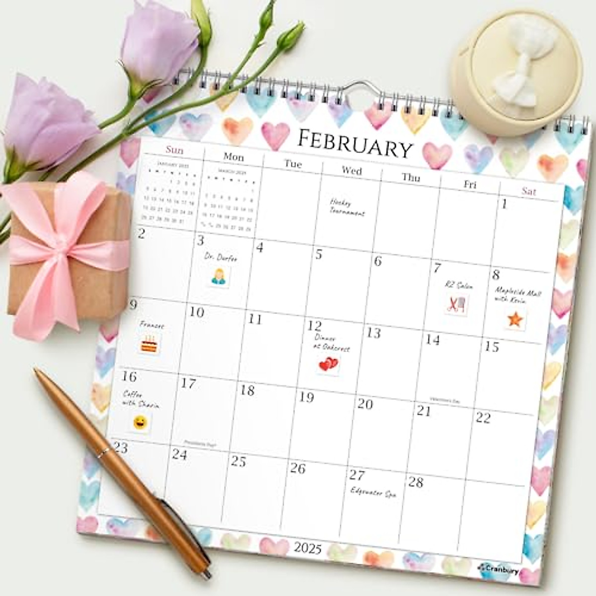 CRANBURY Large 12x12 Wall Calendar 2025 (Seasons), Square Hanging Calendar, Big Grid, Colorful Seasonal Monthly Designs