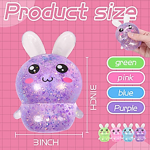 Easter Basket Stuffers,Easter Basket Essentials,4pcs Squishy Easter Bunny Stress Balls for Adults,Kids,Easter Toys Stress Relief Fidget Balls,Easter Party Favors for Kids,Easter Basket Ideas Gifts