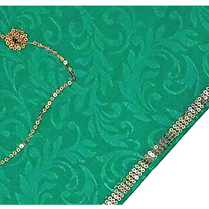 Peegli Indian Vintage Green Cloth Georgette DIY Fabric Traditional Dress Sequins Textile