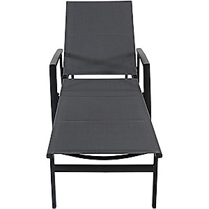 Hanover Halsted Padded Sling Chaise Lounge Chair Modern Luxury Outdoor Furniture for Patio, Backyard, Poolside Rust-Proof Aluminum Frame Weather-Resistant HALSTEDCHS-AL, Black