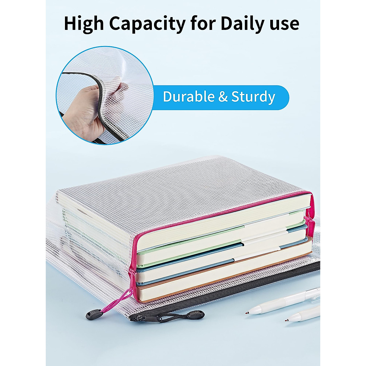 JARLINK 18 Pack 8 Sizes Zipper Mesh Pouch, Waterproof Zipper File Bags Document Pouch Multipurpose Travel Bags for Office Supplies Cosmetics Travel Accessories