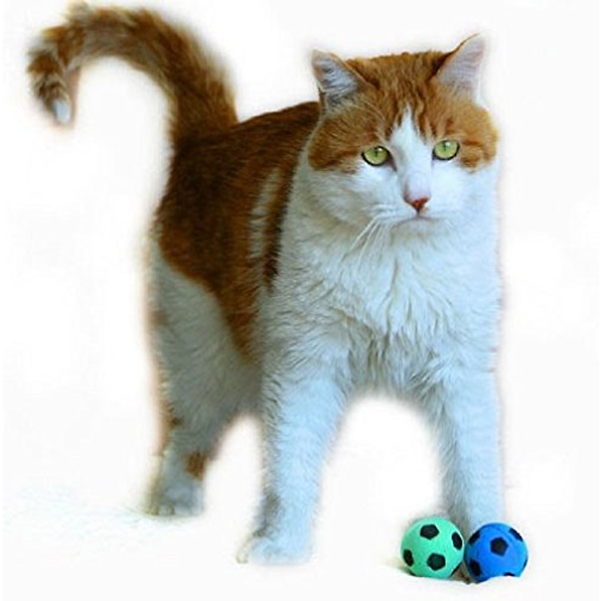 PETFAVORITES Foam Sponge Soccer Ball Cat Toy Interactive Cat Toys Independent Pet Kitten Cat Exrecise Toy Balls for Real Cats Kittens, Soft, Bouncy and Noise Free (12 Pack)