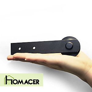 Homacer Mini Black Rustic Single Track Bypass Sliding Barn Door Hardware Kit, for Two Doors, 30-inch Long Flat Track, Straight Design Roller (One Flat +One Bent), Cabinet TV Stand Use