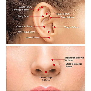 8MM Cartilage Earring Surgical Stainless Steel Hoop Earrings Men Tiny Small Huggie Hoop Earrings Helix Rook Daith Tragus Piercing Jewelry Sleeper Second Hole Earrings for Women 20G Gifts for Men Him