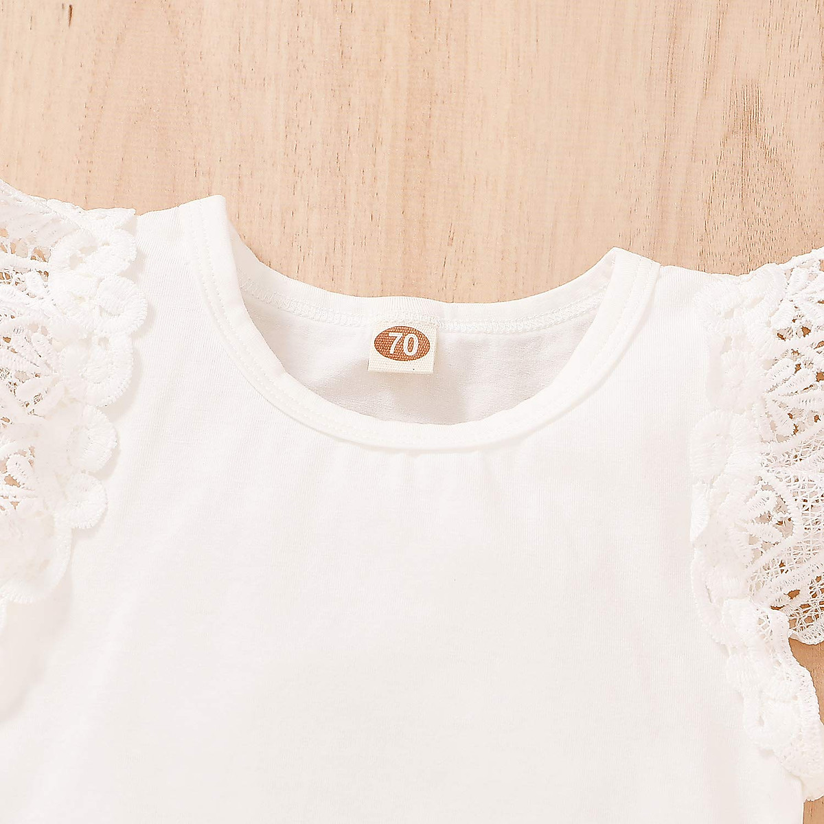 YOUNGER TREE Infant Toddler Baby Girls Romper Lace Flutter Sleeve Bodysuit Cotton Summer Outfits(12-18 Months,White)