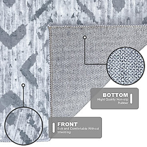 KILOCOCO Hallway Runner Rug 2'x8' Runners for Hallways Washable Runner Rug Non Slip Laundry Room Rug Low-Pile Rug Runner for Bedroom Kitchen Living Room Boho Rug, Blue Grey