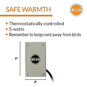 K&H Pet Products Snuggle-Up Bird Warmer, Caged Bird Heater for Small Exotic Birds Like Parakeets or Cockatiels, Bird Heater for Cage - Gray Small 3 X 5 Inches