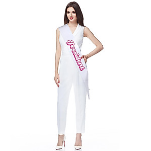 Sash Female Role-Playing Supplies with Pins for Halloween Events Elections Parties and Activities (President)