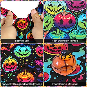 50 Pcs Halloween Goodie Bags - Happy Halloween Treat Bags, Halloween Pumpkin Plastic Gift Bag Bulk, Cute Rabbit Ear Candy Goody Bags for Kids Halloween Party Decorations Favors Birthday Supplies