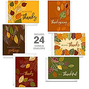 Canopy Street Modern Thanksgiving Card Assortment/Grateful Greeting Cards With Envelopes / 24 Holiday Cards For Business Or Personal Use