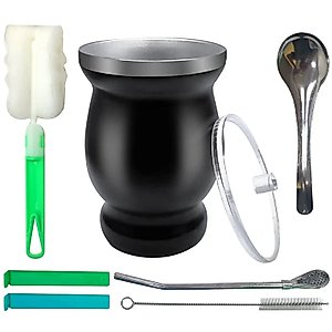 NestEcho Yerba Mate Cup Yerba Mate cup mate Cup Gourd Shape with a double-walled stainless steel structure set kits