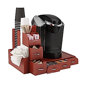 Mind Reader "Combine" 2-Piece Single Serve Coffee Pod Drawer and Condiment Organizer Station, Red