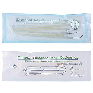 JMU 20 Pack Disposable Dental Examination Kit, 3Pcs Basic Instruments Set, Sterile Packaging, Dental Mirror Explorer Probe Plier, Oral Cleaning Hygiene Kit Dentist Tools