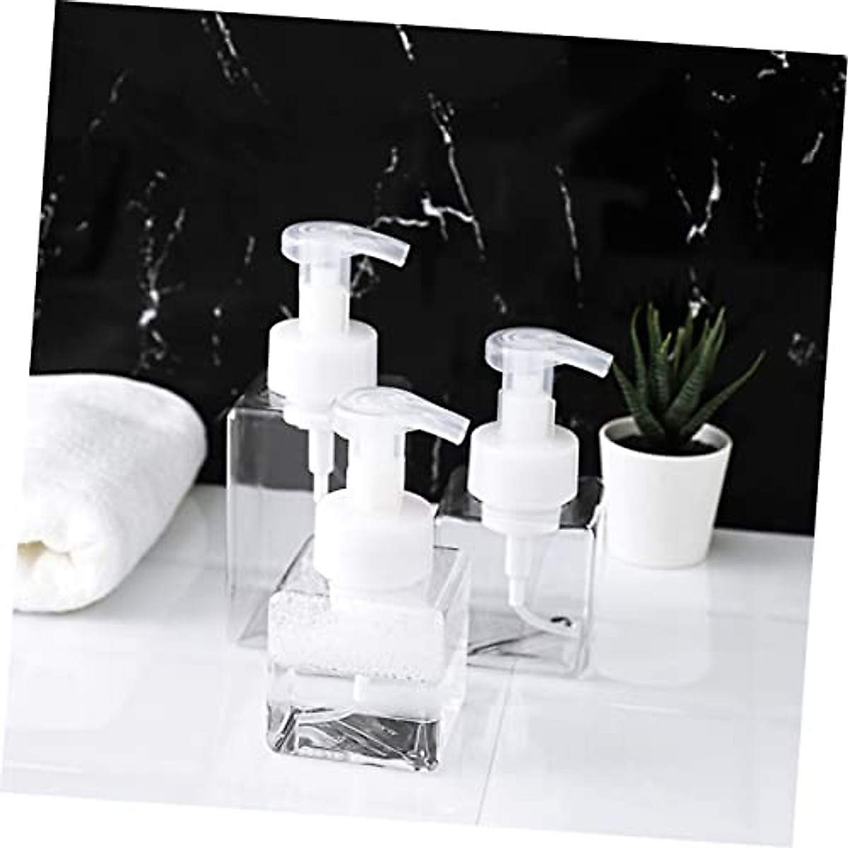 FOMIYES 6 Pcs Shampoo Pump Bottle Facial Refillable Dispenser Bottle Foam Pump Bottle Card Holder Keychain Cute Portable Soap Face Wash Empty Bottle Travel Sparkling Bottle Push Type