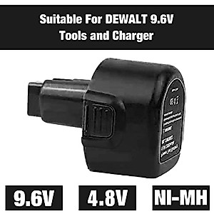 VANON [Upgrade to 4800mAh DW9062 Ni-MH Replace for Dewalt 9.6V Battery DW9061 DW926 DC750KA DW955K DW955 DW926K-2 DW926K DW902 DW050 DE9062 DE9061 DE9036 DW955K-2 DW050K(2Pack, Black)