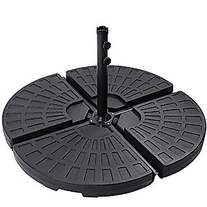 Sunnyglade 18.9" 4Pcs 13L Fan Shaped Water or Sand Filled Umbrella Base/Fan Style Self-Filled Cantilever Offset Umbrella Base Stand Suitable for All Kinds of Cross Tiles (Black)