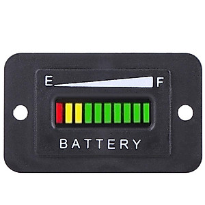 LED Battery Indicator, 12V/24V/36V/48V Led Digital Battery Indicator Meter Gauge with Hour Meter for Cart(36V)