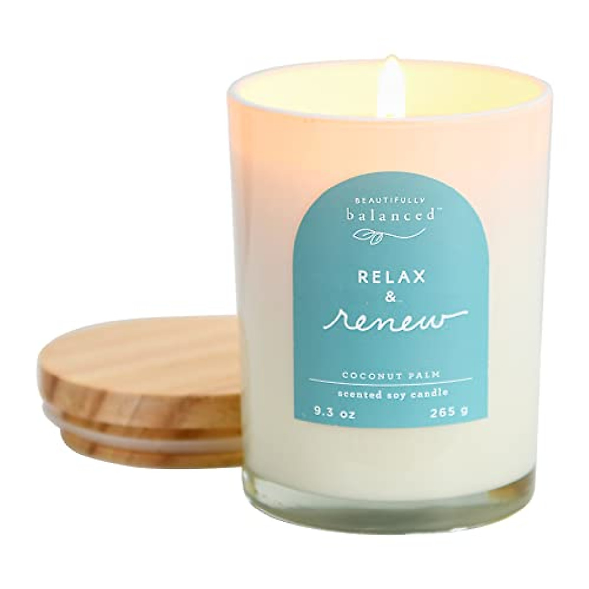 Beautifully Balanced Scented Lidded Glass Soy Candle, Relax + Renew, 9.3 oz.