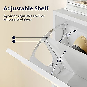 Cozy Castle Freestanding Shoe Storage Cabinet for Entryway with 3 Flip Drawers, Narrow Shoe Rack Cabinet, White (42.51" W x 10.04" D x 42.51" H)