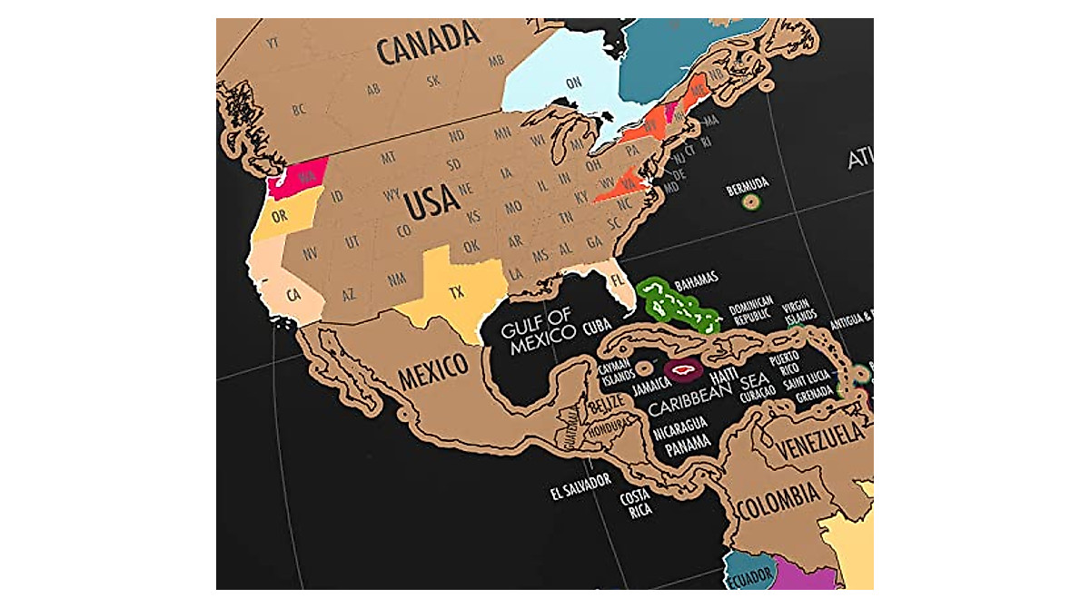 Landmass Scratch Off World Map Poster - 17x24 Travel Tracker