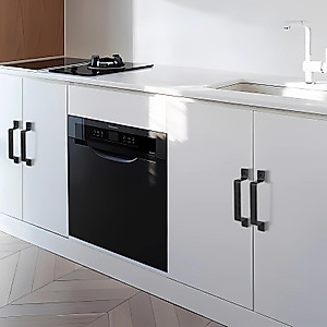 gaizda Barn Door Handle Black Steel Hardware，for Sliding Door Fence Door Wardrobe Drawer Garage Warehouse, Rustic Style (2pcs)