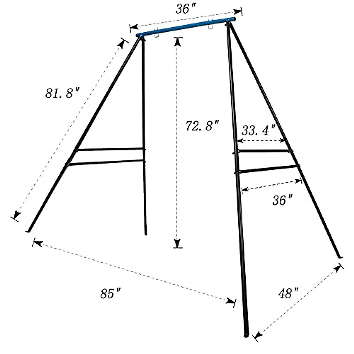 Swing Frame Outdoor Heavy Duty, 440 LBS Metal Porch Swing Stand for Kids and Adults, 73" Height Metal A-Frame Saucer Swing Stand for Backyard, Black