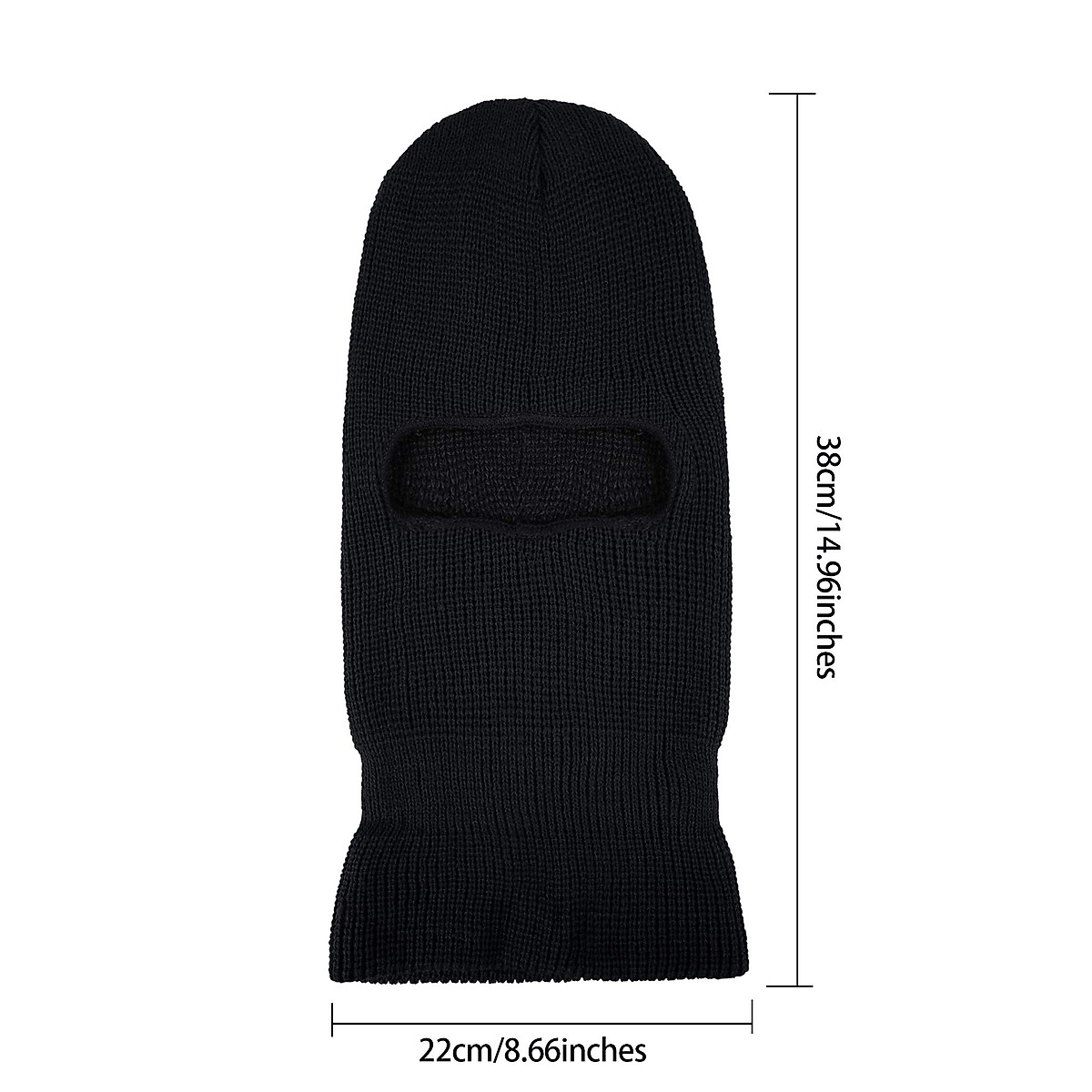 WILLBOND 2 Pieces 1-Hole Knitted Ski Full Face Covering, Adult Winter Balaclava Warm Knitted Full Face Covering for Outdoor Sports Black, 38 x 22 cm/ 14.96 x 8.66 inches (Black)