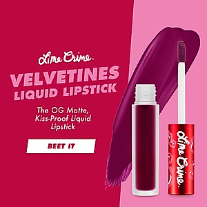 Lime Crime Velvetines Liquid Matte Lipstick, Red Velvet (True Red) - Bold, Long Lasting Shades & Lip Lining - Stellar Color & High Comfort for All-Day Wear - Talc-Free & Paraben-Free