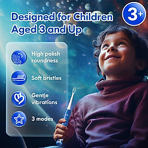 DADA-TECH Kids Electric Toothbrush Rechargeable, Soft Unicorn Tooth Brush with Timer Powered by Sonic Technology for Children Boys and Girls Age 3+, Waterproof and 3 Modes (Matte Pink Li)