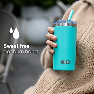 koodee Tumbler with Lids and Straws-12 oz Skinny Tumbler Stainless Steel Double Wall Vacuum Insulated Coffee Mug Water Cup, Spill Proof, BPA Free (Sky Blue)