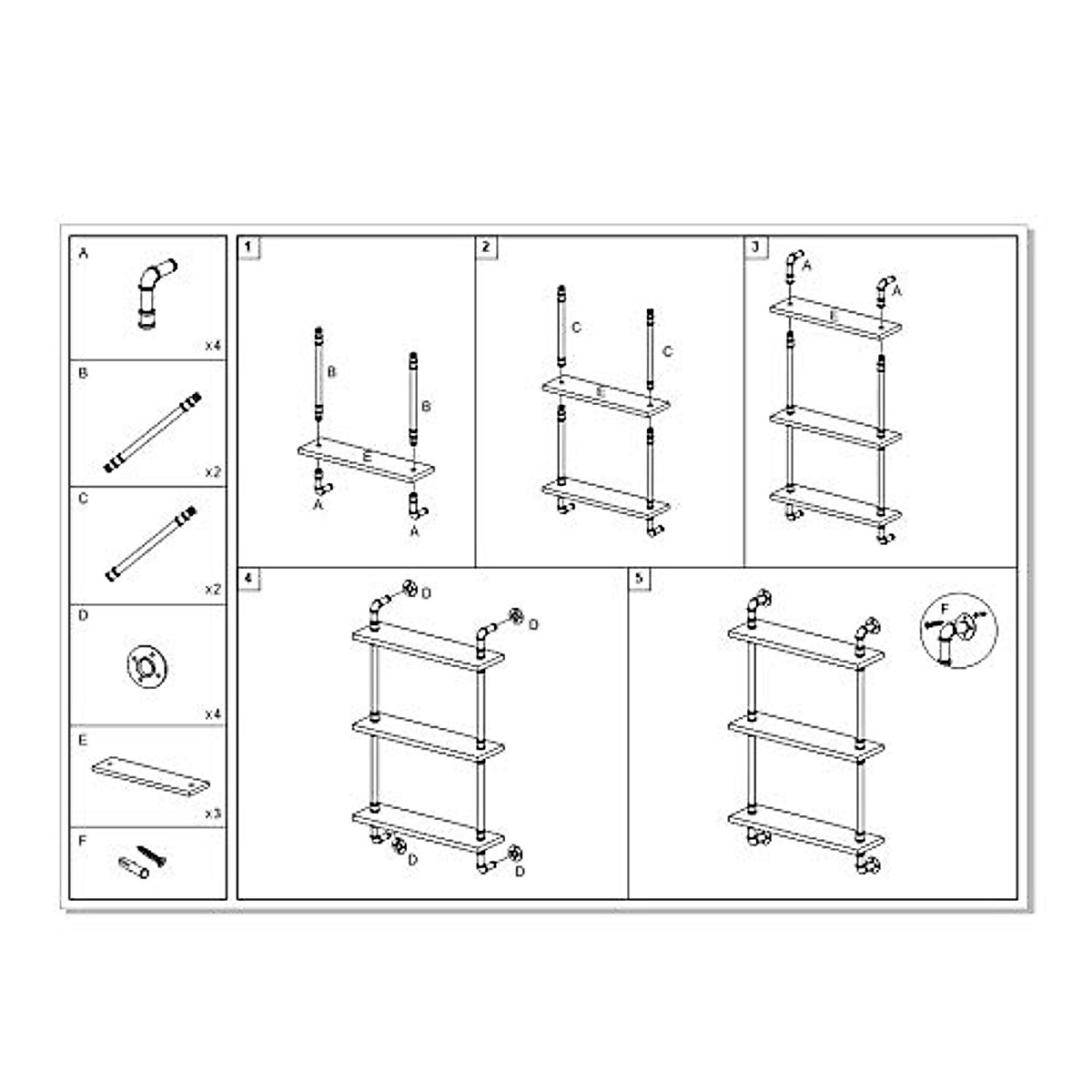 WGX Design for You Industrial Pipe BookcaIndustrial Pipe Bookcase Wall Shelf,Rustic Floating Wood Shelves Shelving (24'')