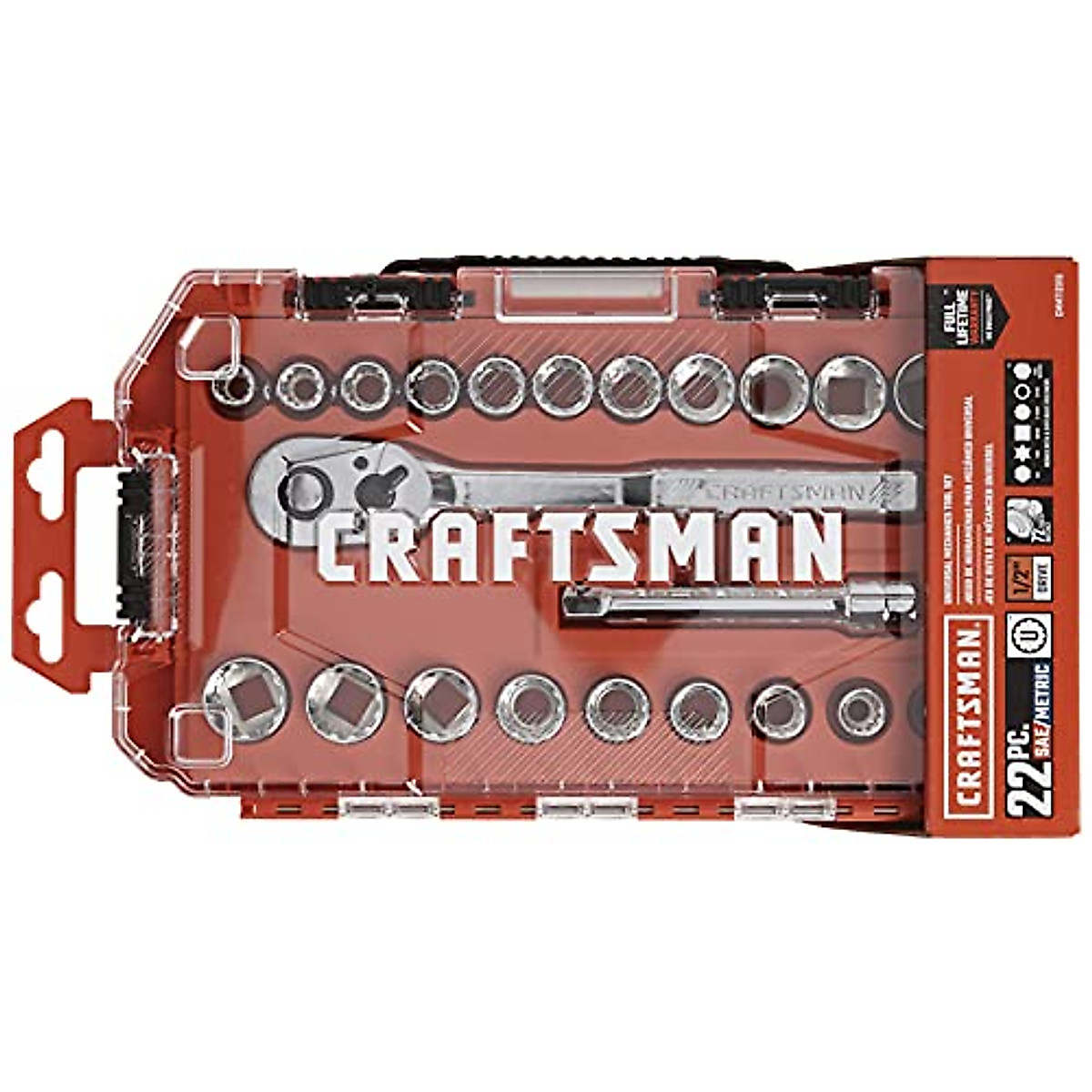 CRAFTSMAN Socket Set, Universal, 1/2-Inch Drive, 19-Piece (CMMT12015)