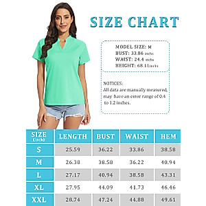 MAGCOMSEN Women Golf Shirt Short Sleeve Uv Sun Protection V Neck Tennis Tops Moisture Wicking Polo Shirts Mint Green S