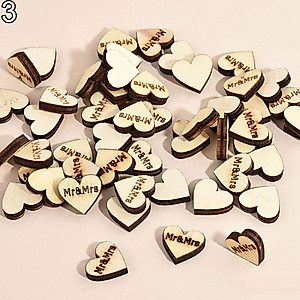 AkoMatial Decorative Wood Wooden Buttons, Rustic Wooden 100pcs Wood Love Heart Stars Wedding Table Scatter Decoration Crafts #3
