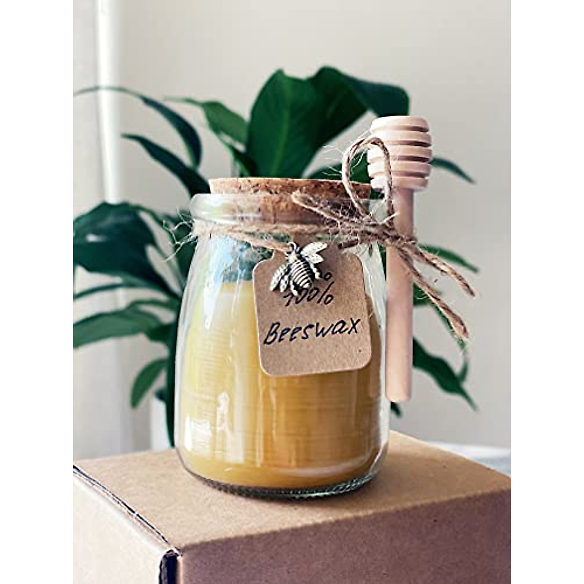 Bekker's Candles Beeswax Jar Candle 100 Percent Pure Beeswax in Glass Container 30 Hours Light Honey Aroma 7 oz, Yellow