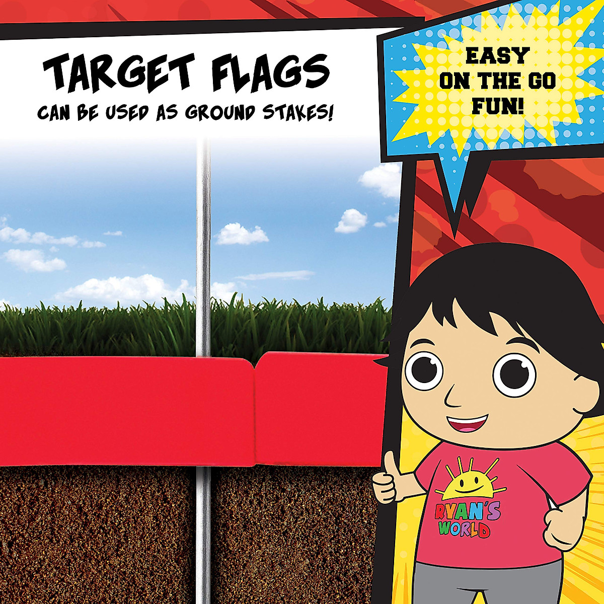 Franklin Sports Ryan's World Kids Soccer Golf Set with 1 Soccer Ball & 3 Targets with Flags - 20" Targets